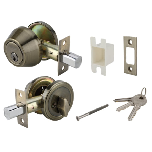 Hafele 48910502 Single Deadbolt Antique Brass Easy Hardware