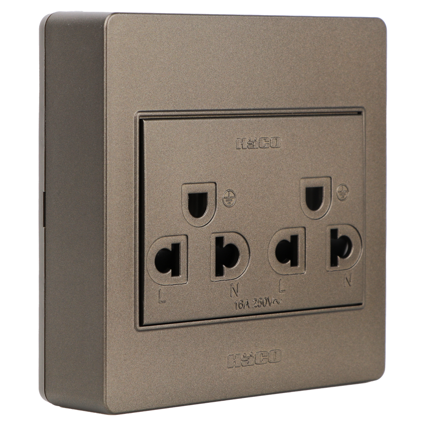 Haco-M3N-E20-CC Double Socket (Choco) | Easy Hardware
